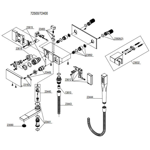 Damixa G-Type Thermostatic Bath Shower Mixer Chrome 7250000 Spare Parts